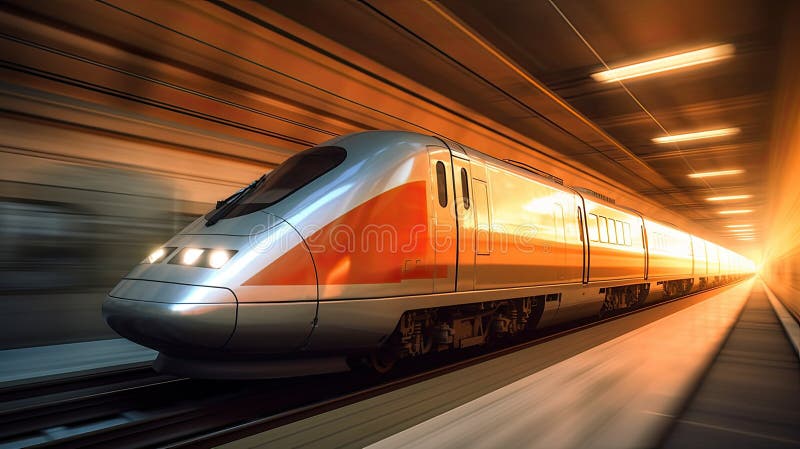 Super Streamlined Train with Motion Blur. Generative Ai Stock ...