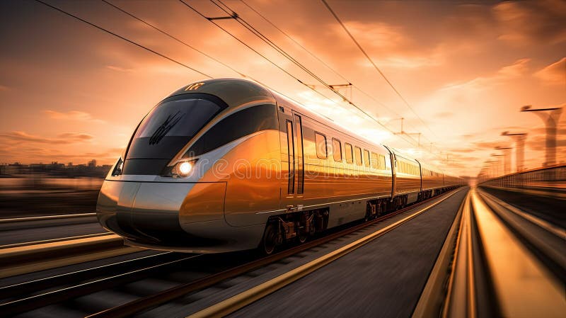 Super Streamlined Train with Motion Blur. Generative Ai Stock ...