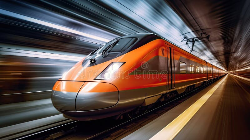 Super Streamlined Train with Motion Blur. Generative Ai Stock ...