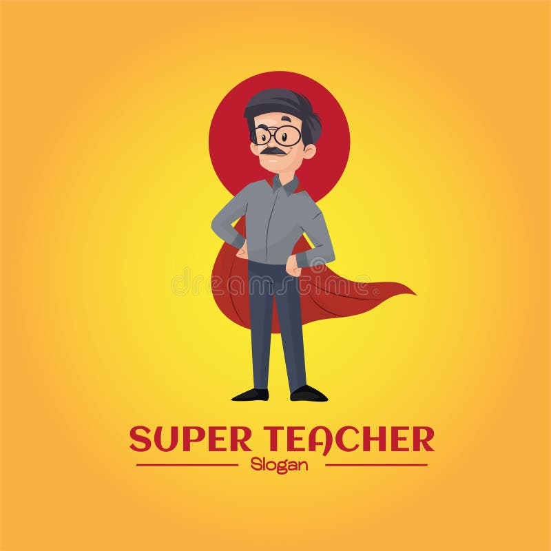 Super Teacher Vector Mascot Logo Stock Vector - Illustration of design ...
