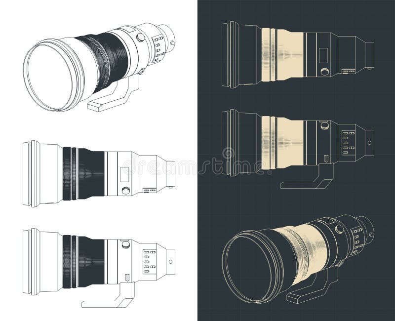 Super-telephoto Lens Blueprints Stock Vector - Illustration of zoom ...