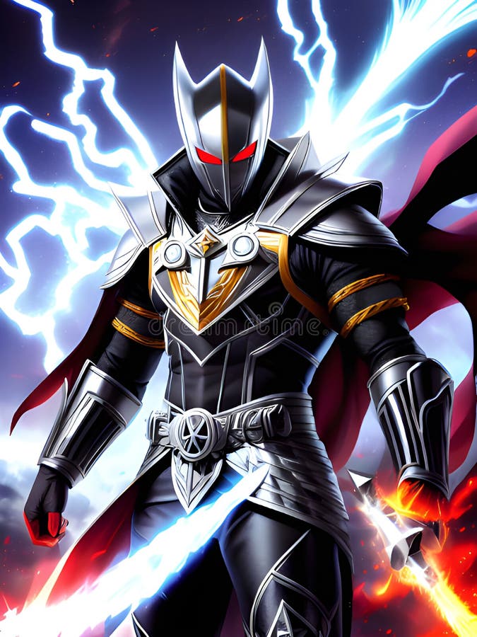 Super Thunder Knight with a Sword Cartoon, AI Generated Stock ...