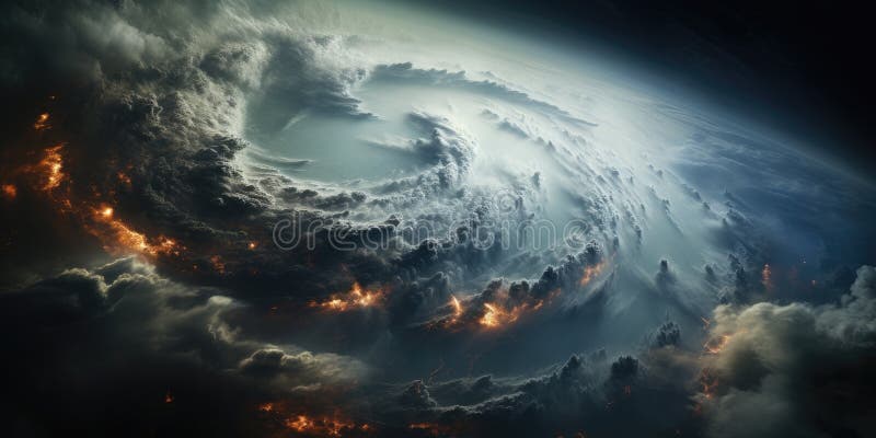 Super Typhoon, Tropical Storm or Cyclone Over the Planet. View from ...