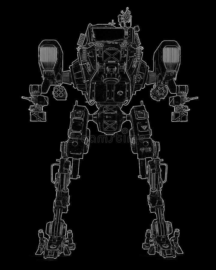 Super war machine stock illustration. Illustration of robot - 195295878