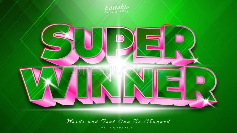 SUPER WINNER TEXT EFFECT stock vector. Illustration of italic - 244752985