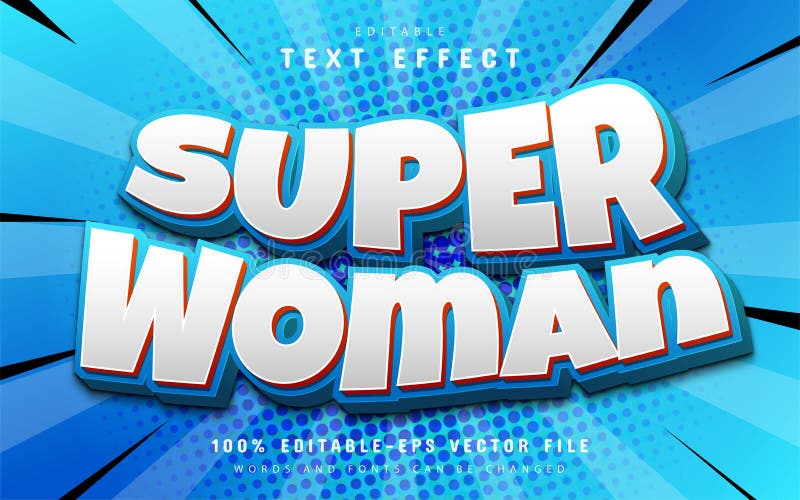 Super Woman Comic Style Text Effect Stock Vector - Illustration of girl ...
