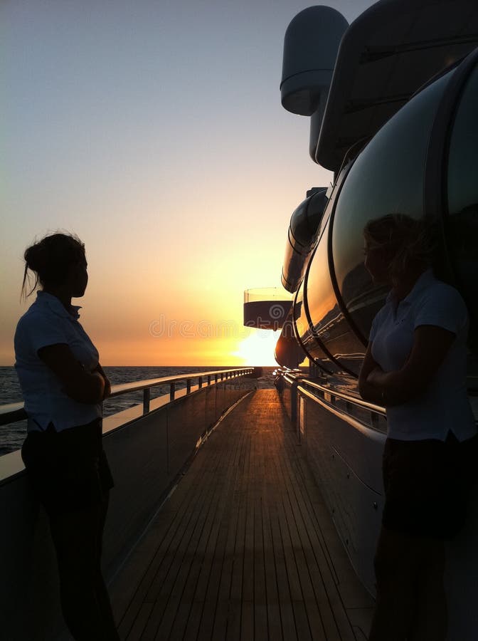 Superyacht at sunset stock image. Image of navigation - 7647057