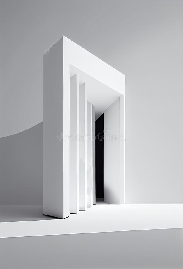 Superb Minimalism. Entrance To Building with Rectangular Columns Stock ...