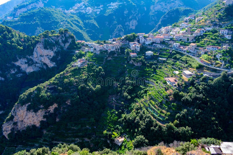 Superb View of Pontone from Ravello Stock Image - Image of house ...