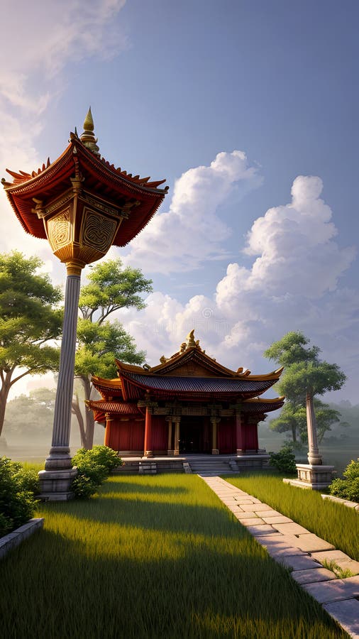 Superb View Temple Environment in a Nature by Park Foreground Stock ...