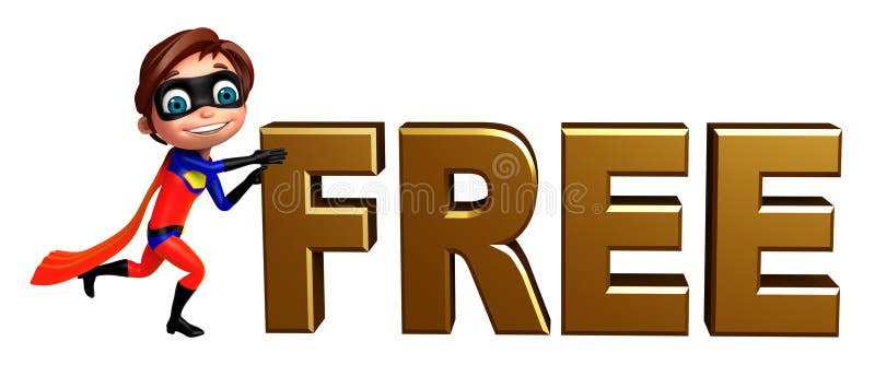 Superboy with Free sign stock illustration. Illustration of character ...