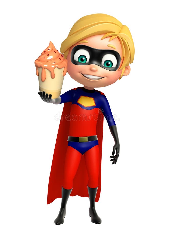 Superboy with Ice cream stock illustration. Illustration of muscular ...
