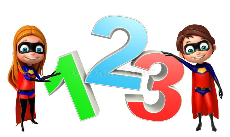 Superboy Und Supergirl Mit Zeichen 123 Stock Abbildung - Illustration ...