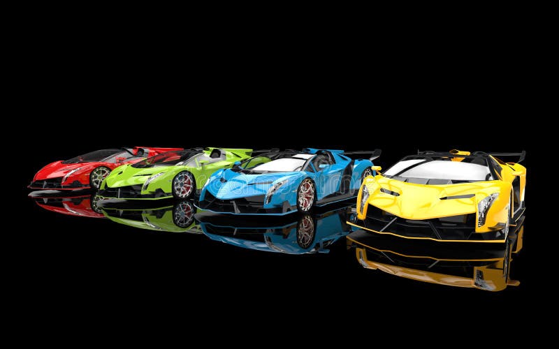 Row of Supercars - Primary Colors Stock Photo - Image of luxury ...