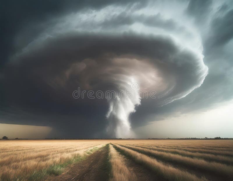Supercell Cloud Tornado on the Empty Field Stock Image - Image of ...