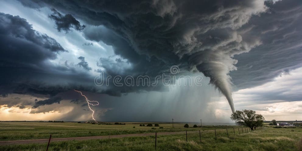 Supercell Cloud and Tornado Weather Phenomenon Stock Illustration ...