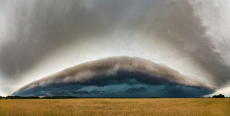 Supercell, Shelf, Arcus Storm Clouds Over the Fields in Summer Stock ...