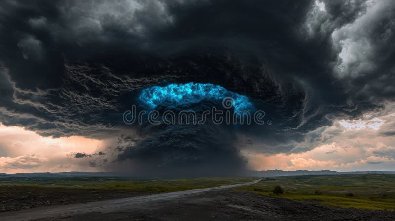 Supercell Storm Cloud Forming Over Empty Road Stock Illustration ...