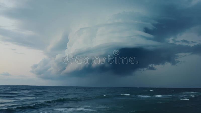 Supercell Storm Cloud Forming Over Ocean with Dramatic Sky Stock Video ...