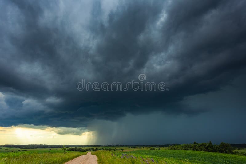 Supercell Storm Clouds with Intense Tropic Rain Stock Image - Image of ...