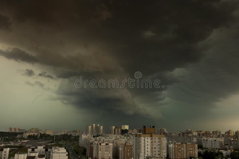 Supercell Storm Over the City Stock Photo - Image of flood, europe ...