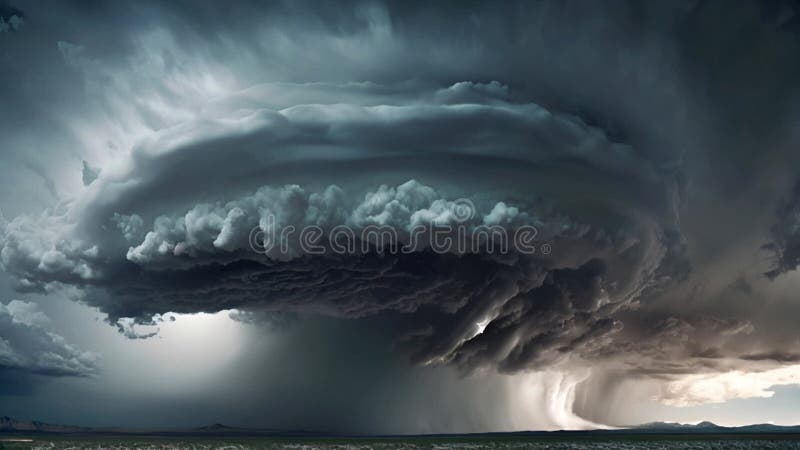 Supercell Thunderstorm Cloudscape. Dramatic Lightning Storm Nature ...
