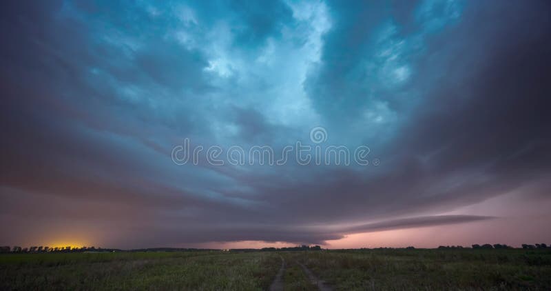 Supercell Thunderstorm at Night with Lots of Lightning Stock Footage ...
