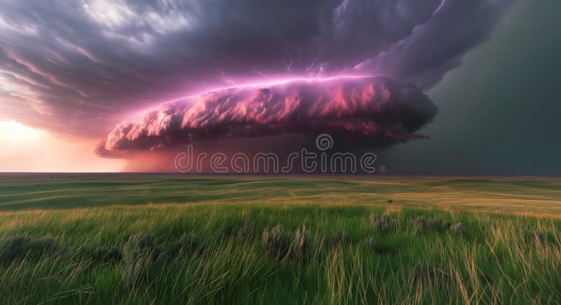 Supercell Thunderstorm Over the Great Plains Stock Illustration ...
