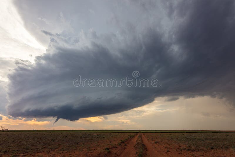 Supercell Thunderstorm and Tornado Over a Field Stock Image - Image of ...