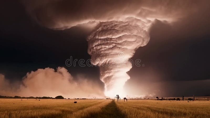 Supercell Tornado Over Fields Stock Video - Video of destruction, event ...