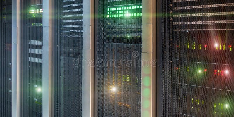 Supercomputer Big Server Rack. Image Contains Noise Stock Image - Image ...
