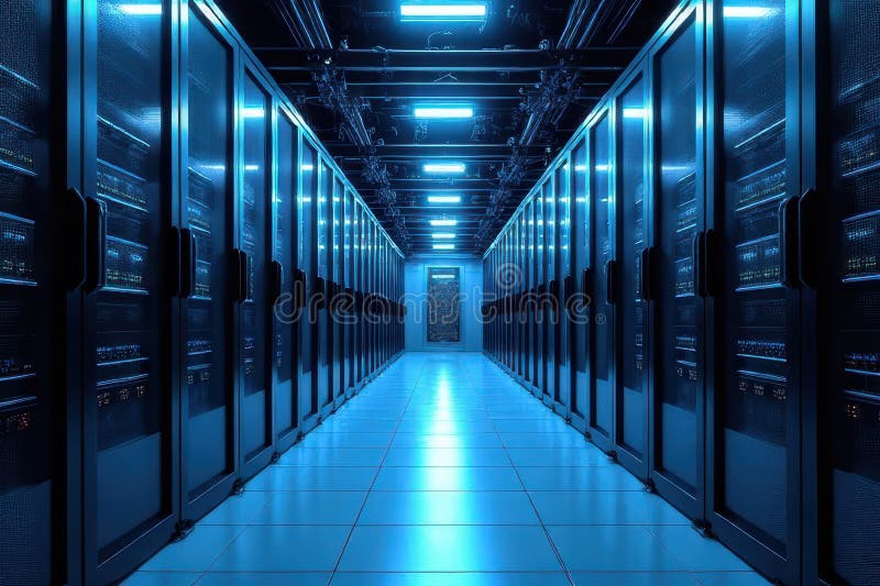 Supercomputer Center Design Stock Illustration - Illustration of cables ...