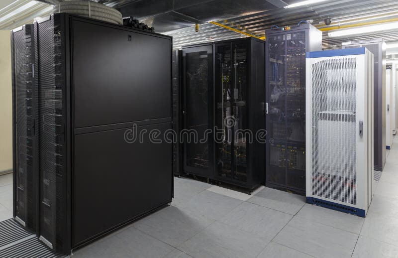 Supercomputer Center Server Room with Super Powerful Modern Processors ...