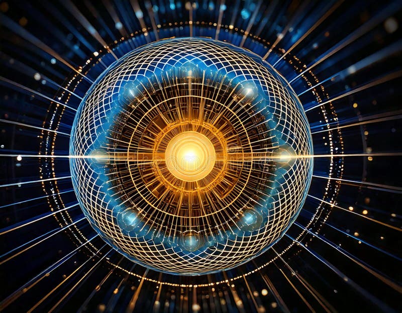 Supercomputer Core Processing Data, Futuristic Sphere Visualizing ...