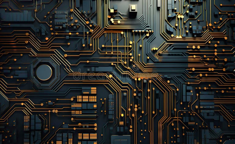 Supercomputer CPU and GPU, Circuits Mother Board Interconnection with ...