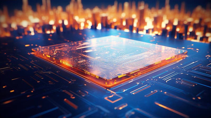 Supercomputer CPU and GPU, Circuits Mother Board Interconnection with ...