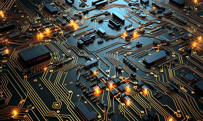 Supercomputer CPU and GPU, Circuits Mother Board Interconnection with ...