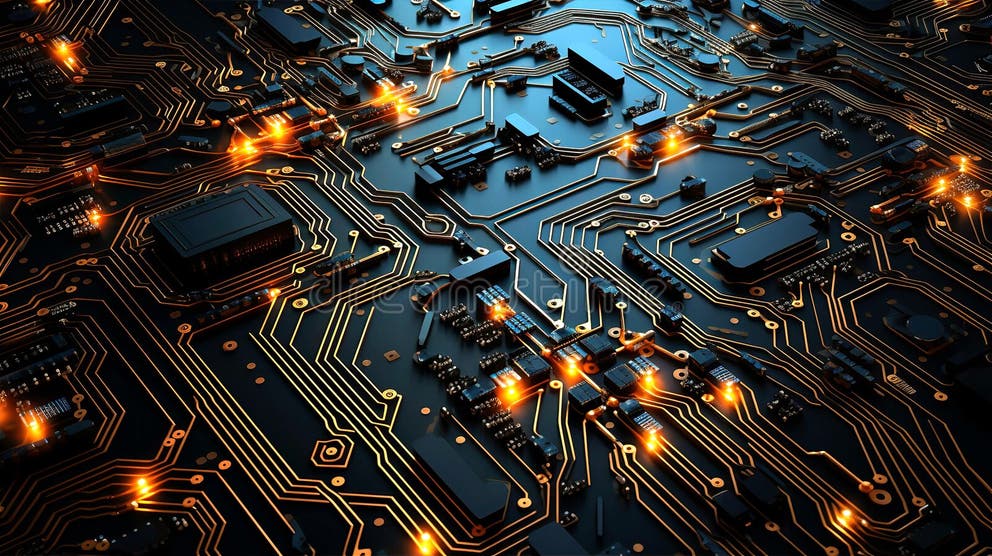 Supercomputer CPU and GPU, Circuits Mother Board Interconnection with ...