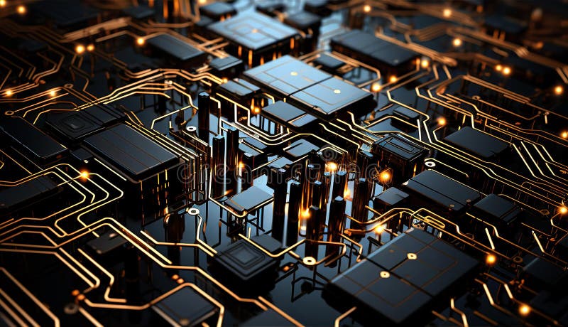 Supercomputer CPU and GPU, Circuits Mother Board Interconnection with ...