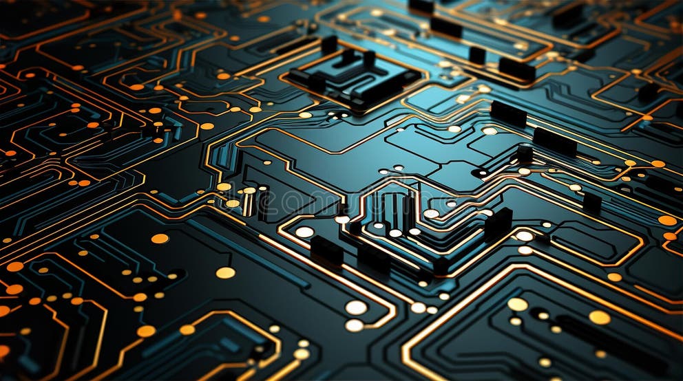 Supercomputer CPU and GPU, Circuits Mother Board Interconnection with ...