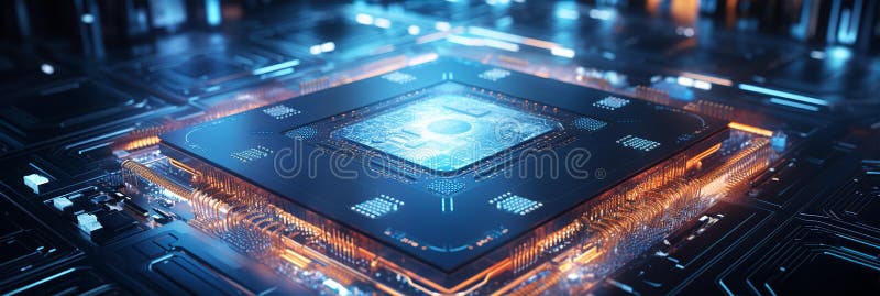 Supercomputer CPU and GPU, Circuits Mother Board Interconnection with ...