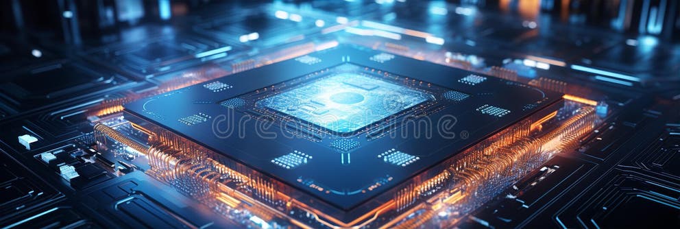 Supercomputer CPU and GPU, Circuits Mother Board Interconnection with ...