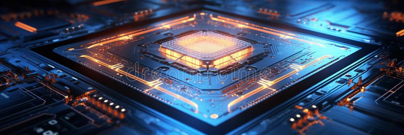 Supercomputer CPU and GPU, Circuits Mother Board Interconnection with ...