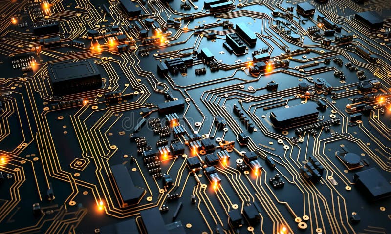 Supercomputer CPU and GPU, Circuits Mother Board Interconnection with ...