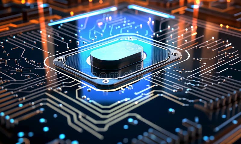 Supercomputer CPU and GPU, Circuits Mother Board Interconnection with ...