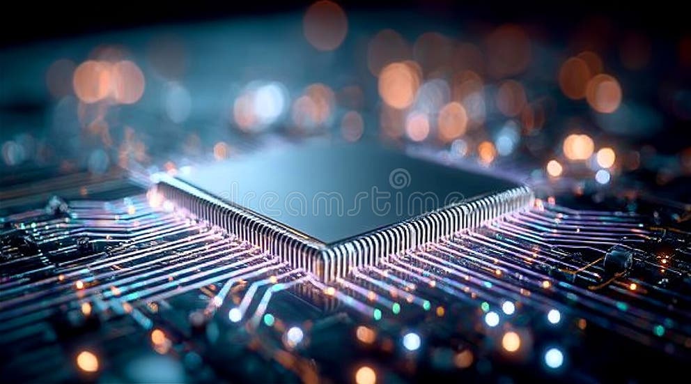 Supercomputer CPU and GPU, Circuits Mother Board Interconnection with ...