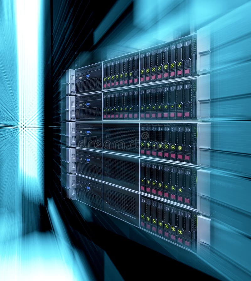 Supercomputer Disk Storage in Modern Data Center Stock Image - Image of ...