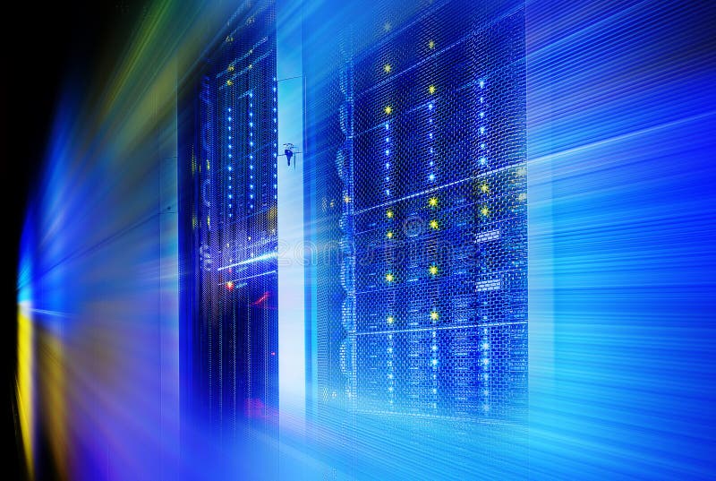Supercomputer Disk Storage in a Series of Data Center Equipment. Motion ...