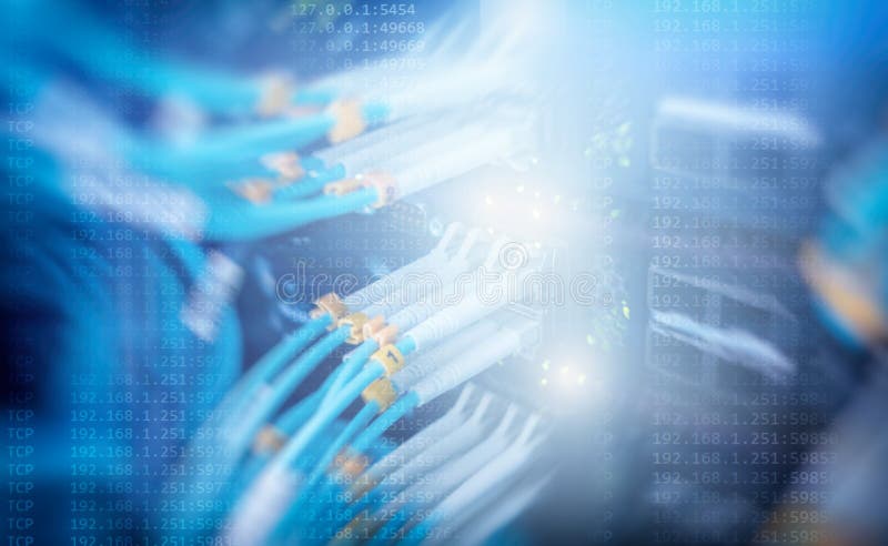 Supercomputerdatorhall Optisk Fiber Fotografering för Bildbyråer - Bild ...