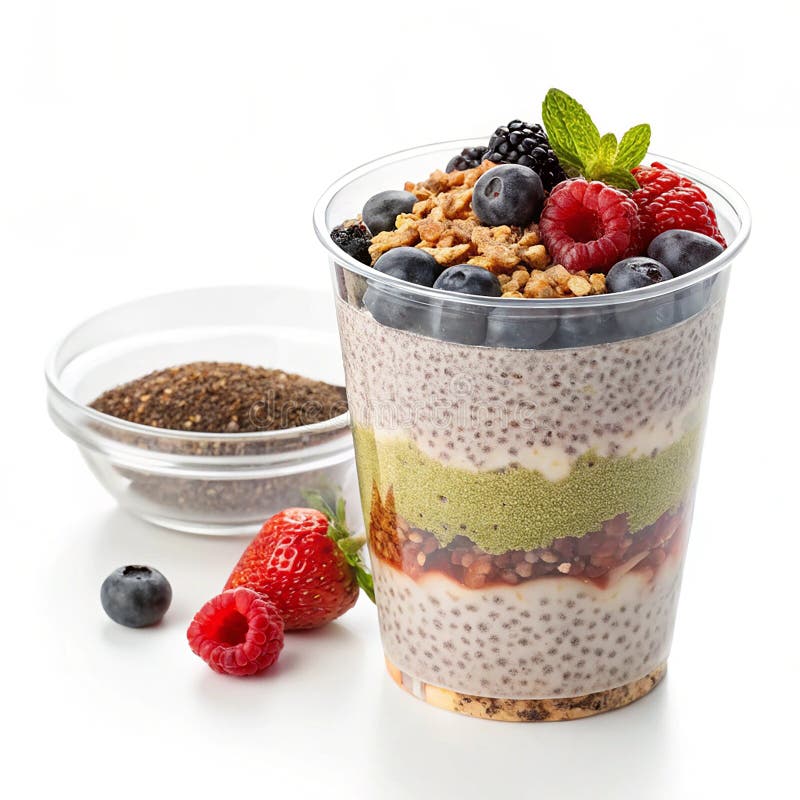 Superfood Chia Pudding Cup with Clear Layer Design Stock Illustration ...